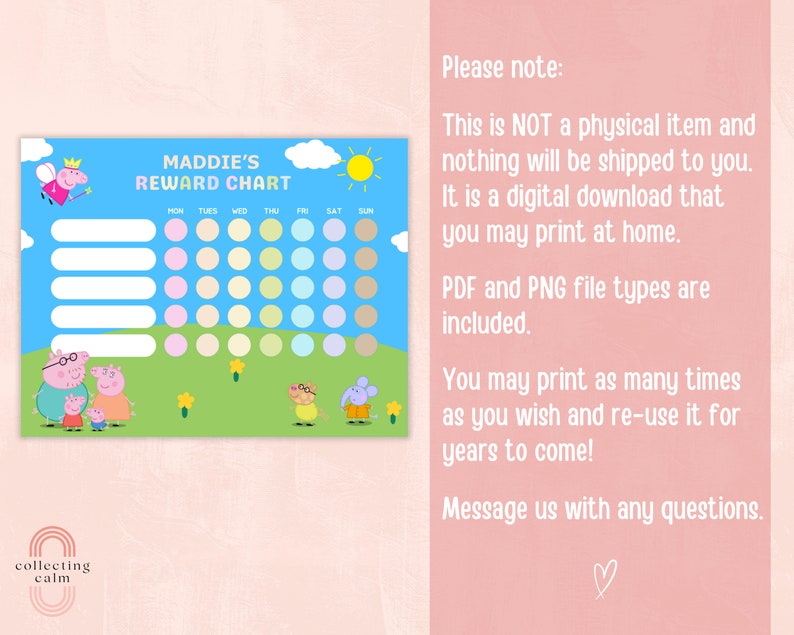 Peppa Pig Reward Chart, Kids Behavior & Chore Tracker (digital Download ...