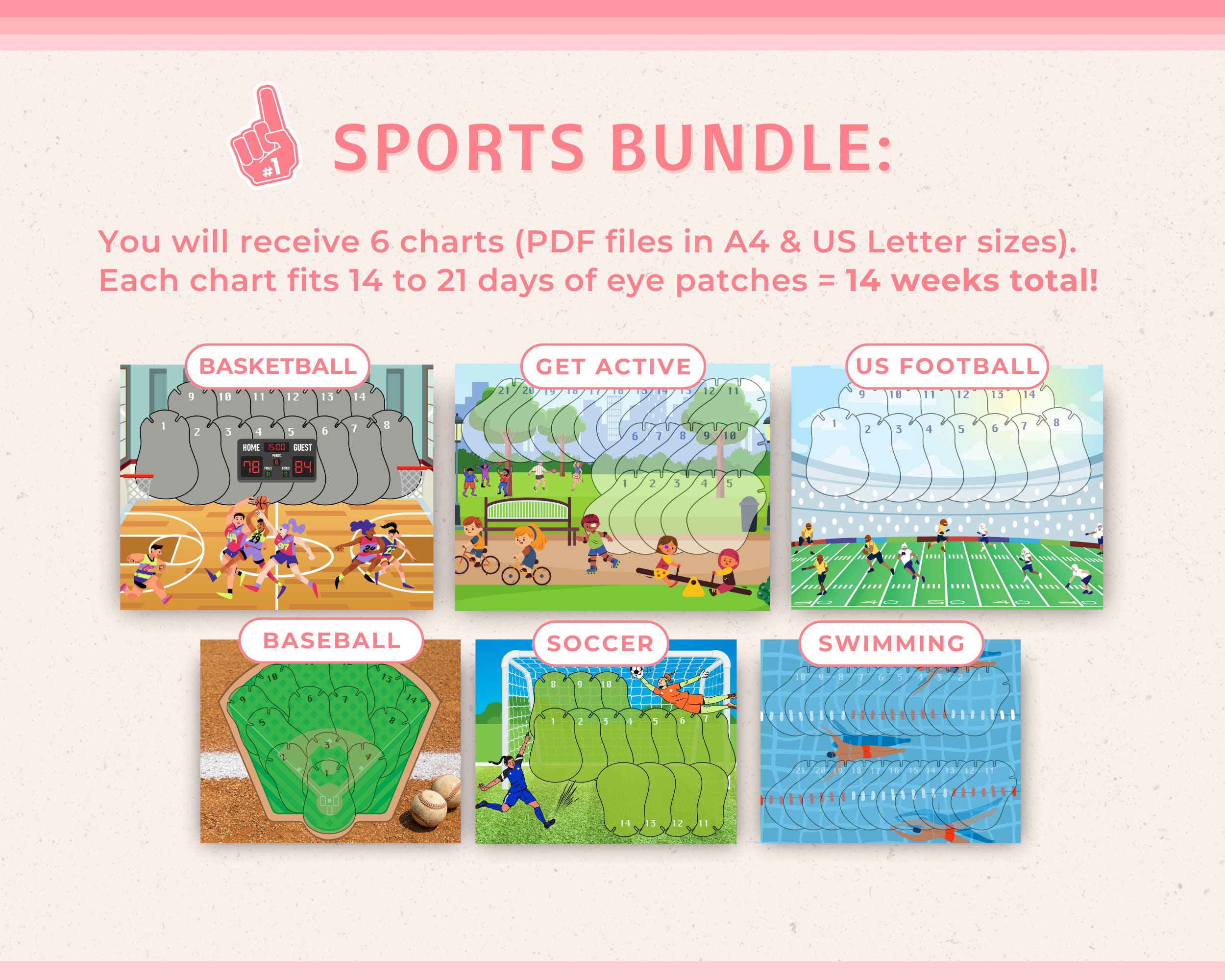 Lazy Eye Patch Reward Chart Amblyopia Treatment Poster Bundle 6-pack ...