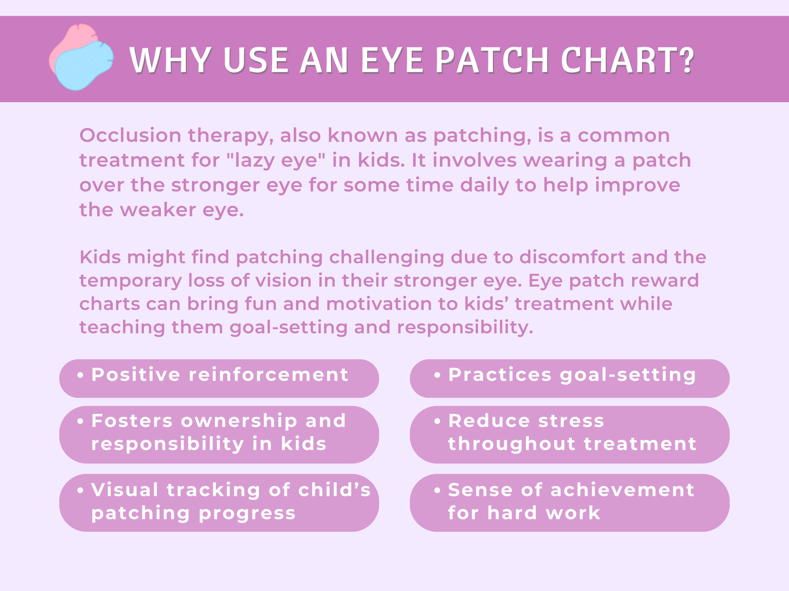 Eye Patch Chart Eye Patch Reward Chart for Kids Lazy Eye Treatment ...