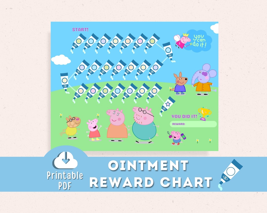 Peppa Pig Ointment Reward Chart, Lazy Eye Goal Tracker (printable PDF ...
