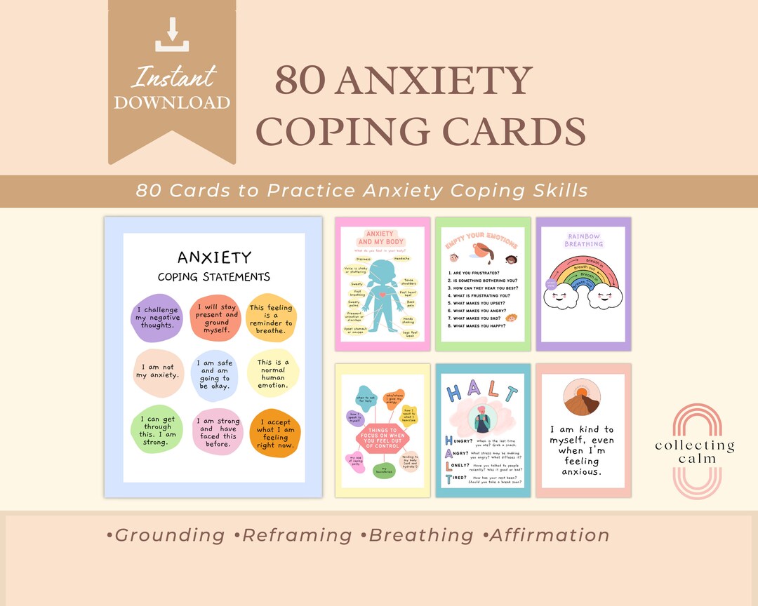 Anxiety Coping Skills Affirmation Cards DBT Therapy Flashcards ...