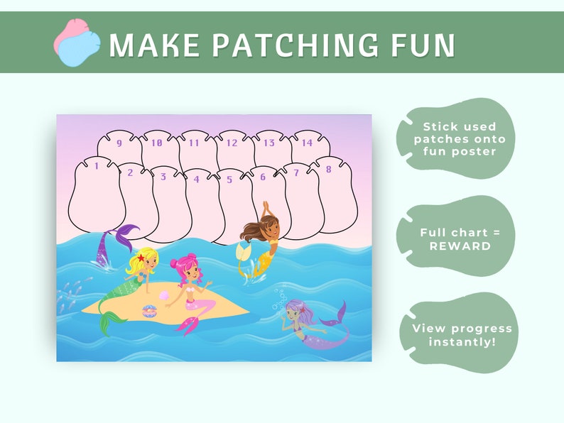 Mermaid Eye Patch Reward Chart: Kids Occlusion Therapy (digital ...