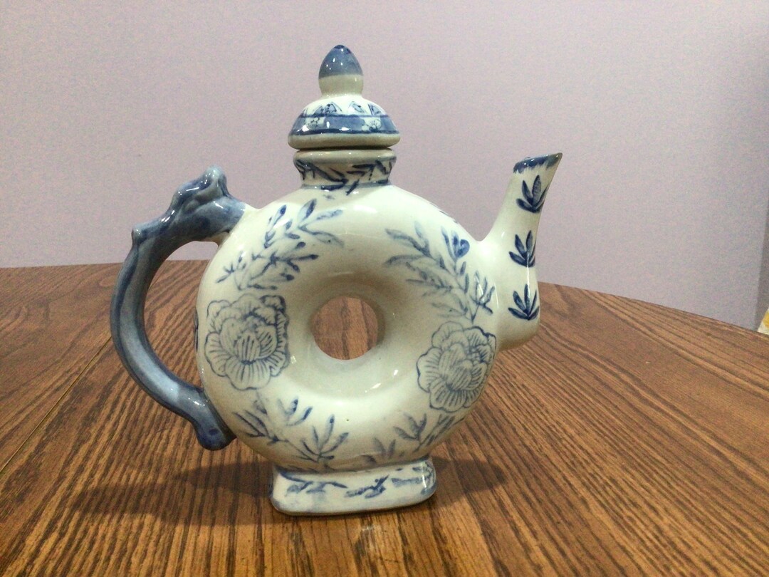 BWC 3 Vintage Blue and White Donut Ceramic Teapot - Etsy
