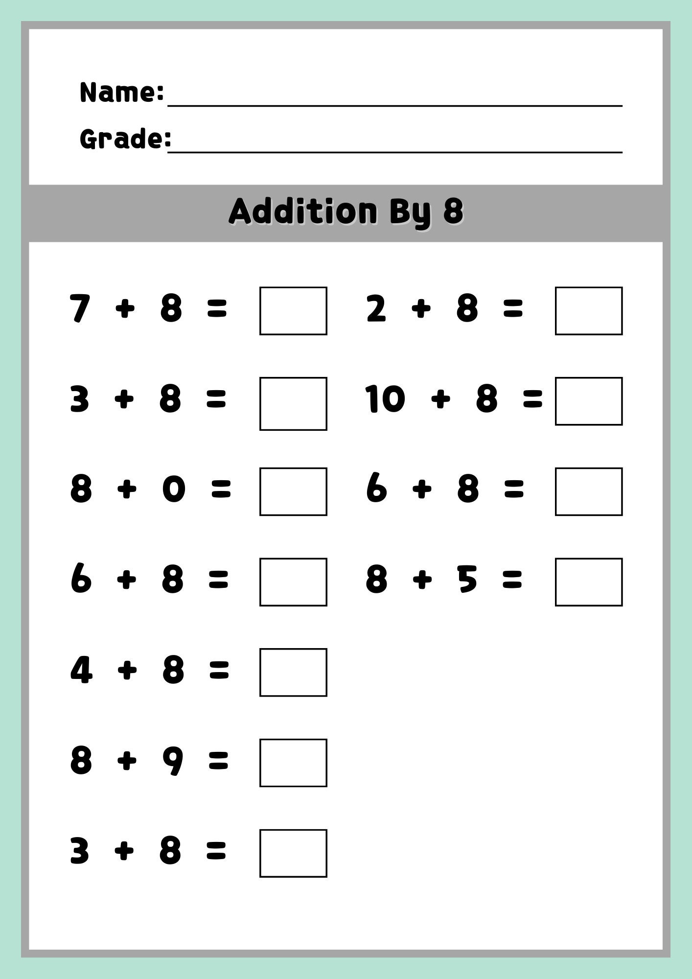 80 Printable Addition Worksheets, Numbers 1-10 Worksheets Preschool ...