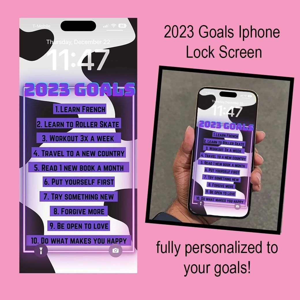 Neon Cow Print Goal List Screensaver for iPhone - Etsy