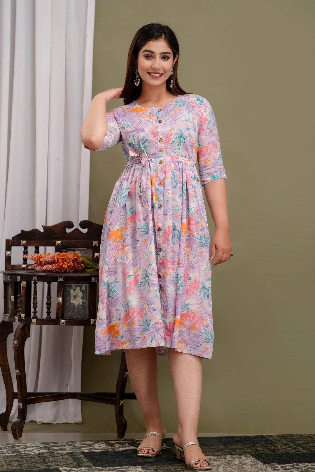 Purple Front Open Kurti ,women,stylish Gown, Front Slite. - Etsy