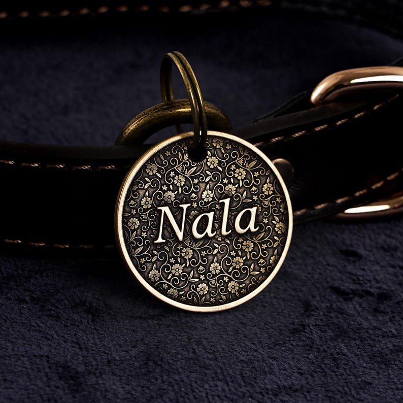 Engraved Dog Tag, Brass Dog Name Tag, Cat Name Tag, Personalized Gift ...
