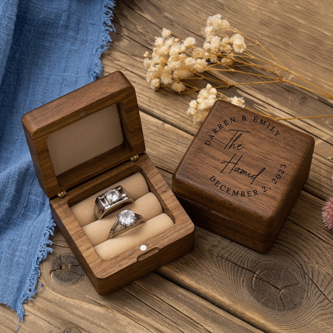 Custom Engraved Wedding Ring Box, Ring Bearer Box, Engagement Ring ... Custom Engraved Wedding Ring Box, Ring Bearer Box, Engagement Ring ...