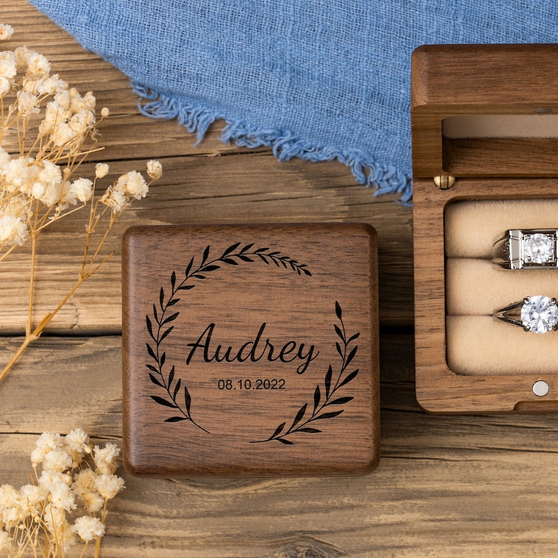 Personalized Wedding Ring Box Custom Wood Ring Box Engagement - Etsy