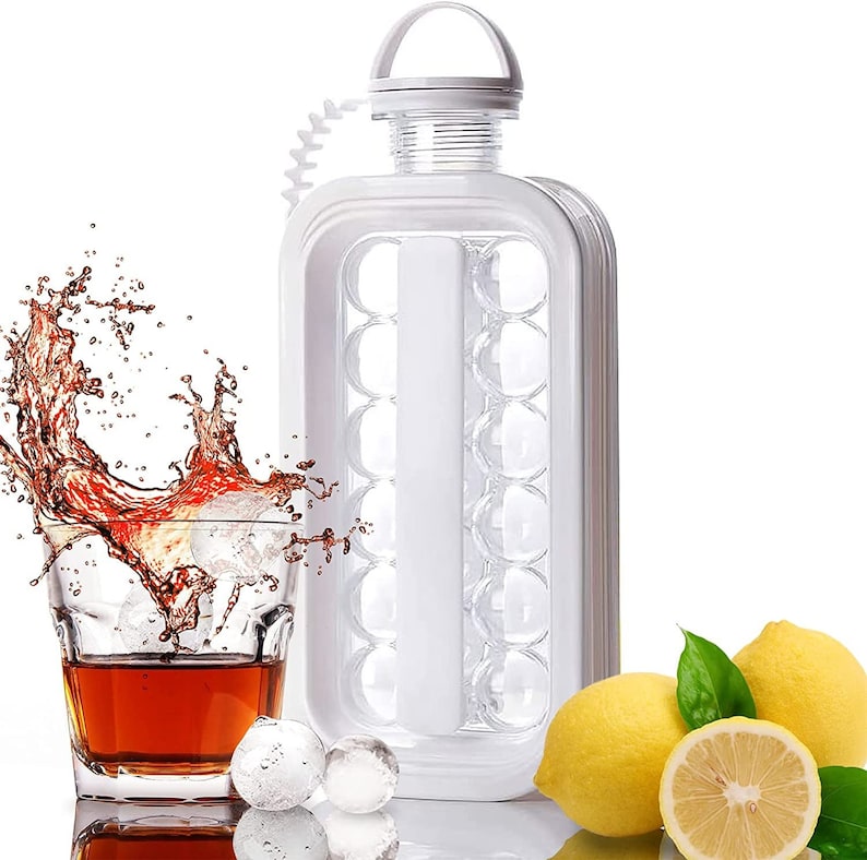 Ice Cube Trays 2 in 1, Water Bottle Ice Cube Tray With Lid Silicone Ice ...
