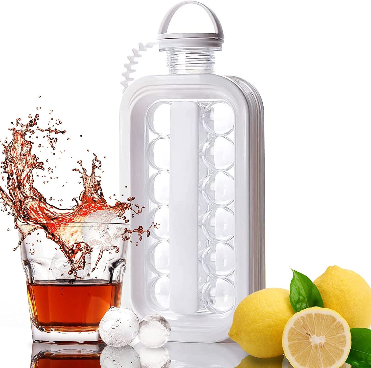Ice Cube Trays 2 in 1, Water Bottle Ice Cube Tray With Lid Silicone Ice Cube Moulds for Whiskey ...