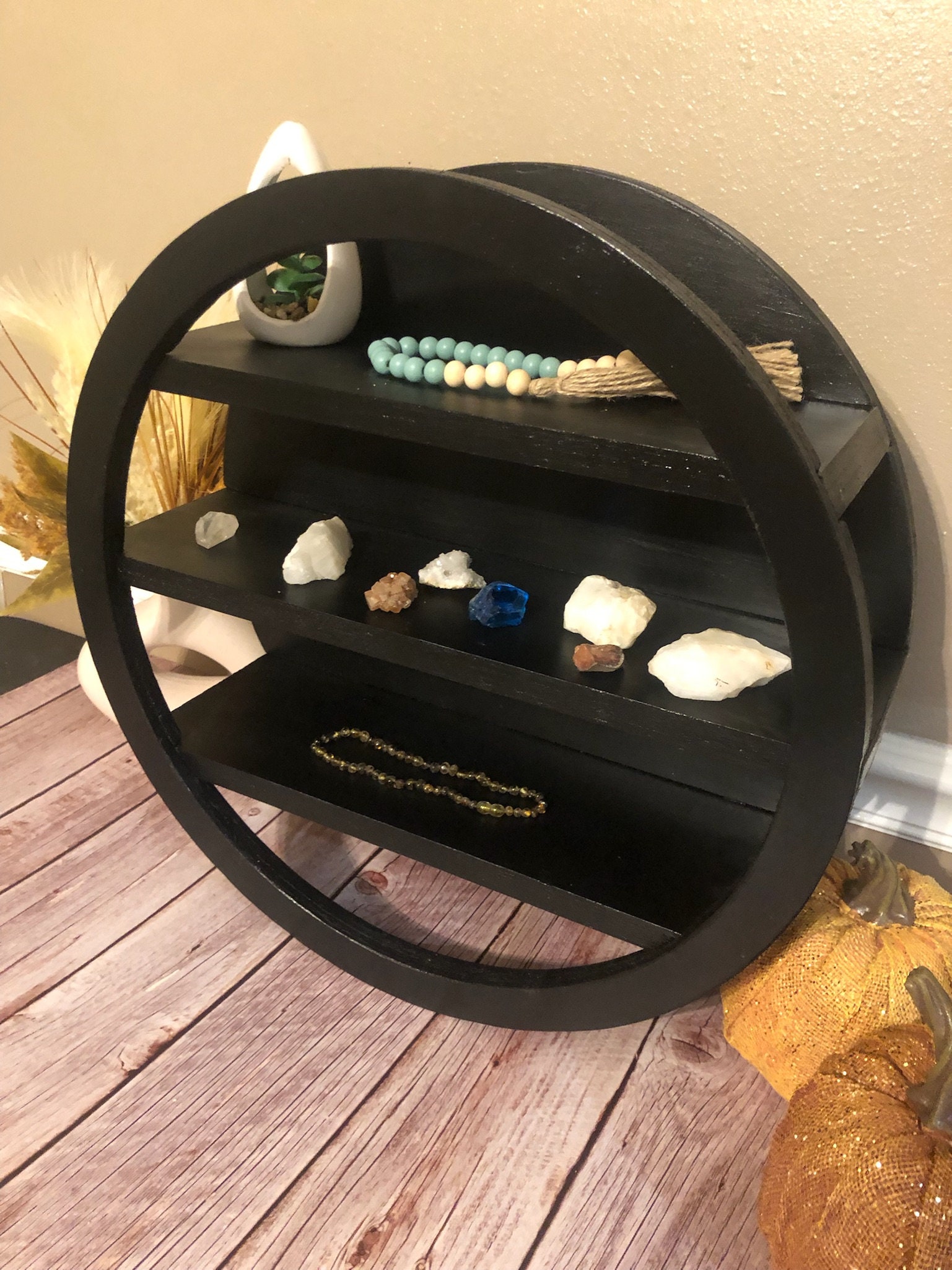 Wooden Crescent Moon Shelf Black Shelf Goth Shelf Spooky Halloween ...