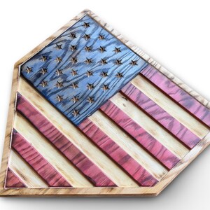Handcrafted Wooden Home Plate American Flag – Rustic Baseball Decor ...