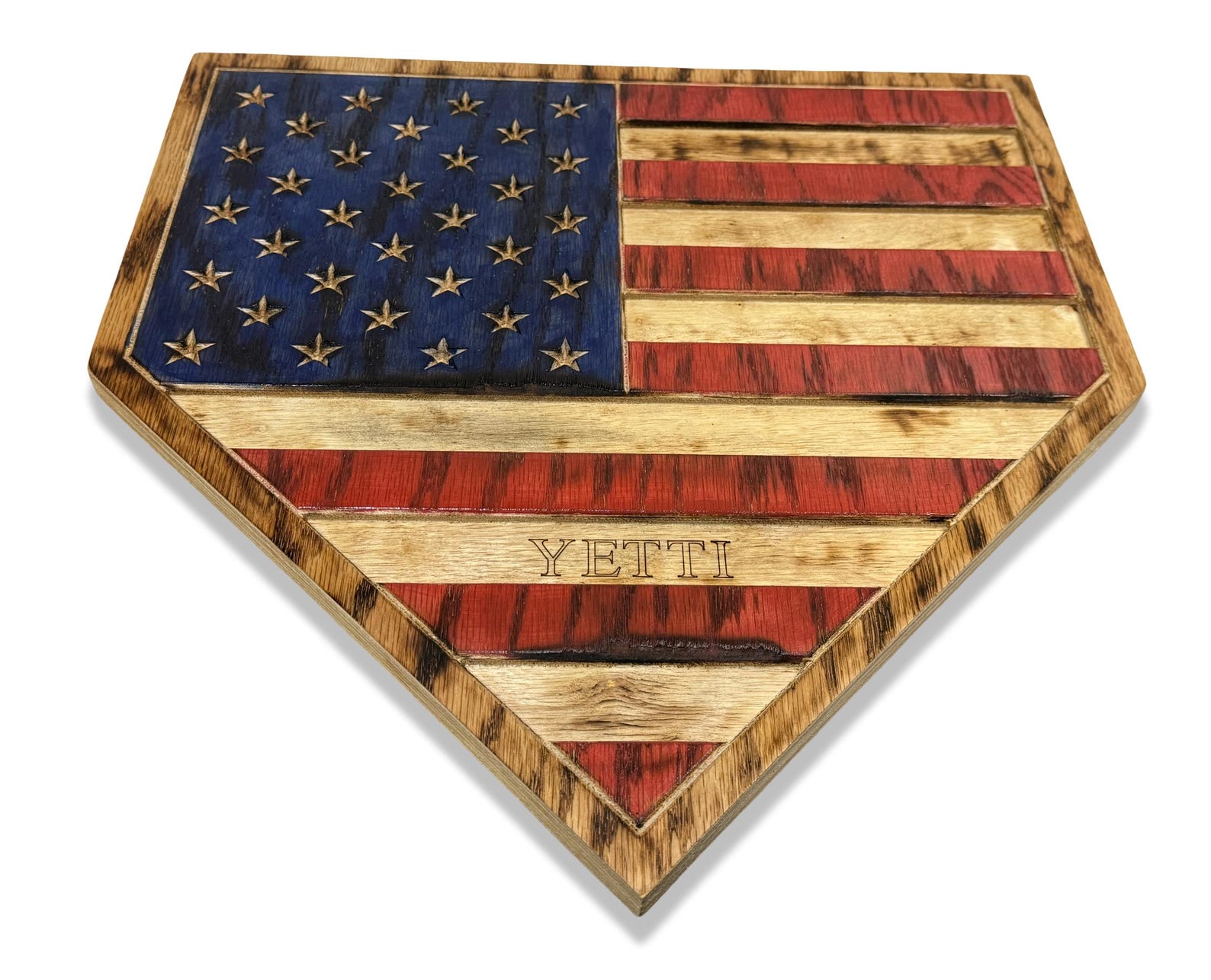 Handcrafted Wooden Home Plate American Flag – Rustic Baseball Decor ...