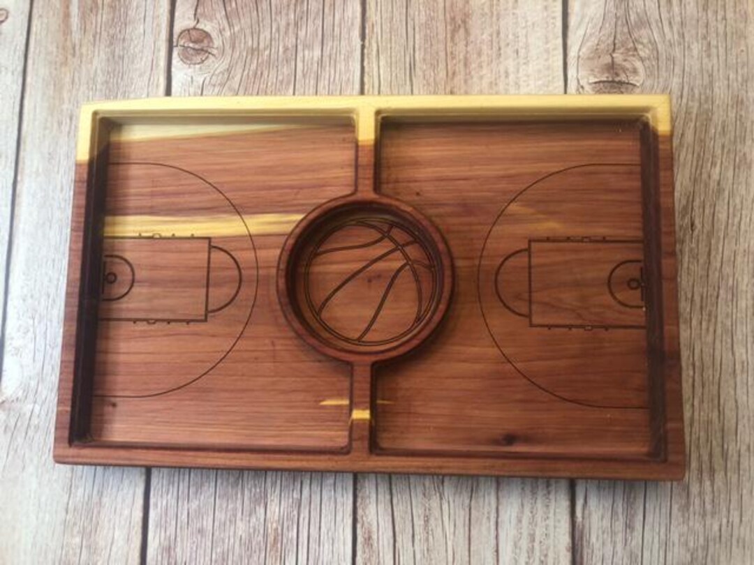 Handcrafted Cedar Basketball Court Serving Tray – Sports Party Platter ...