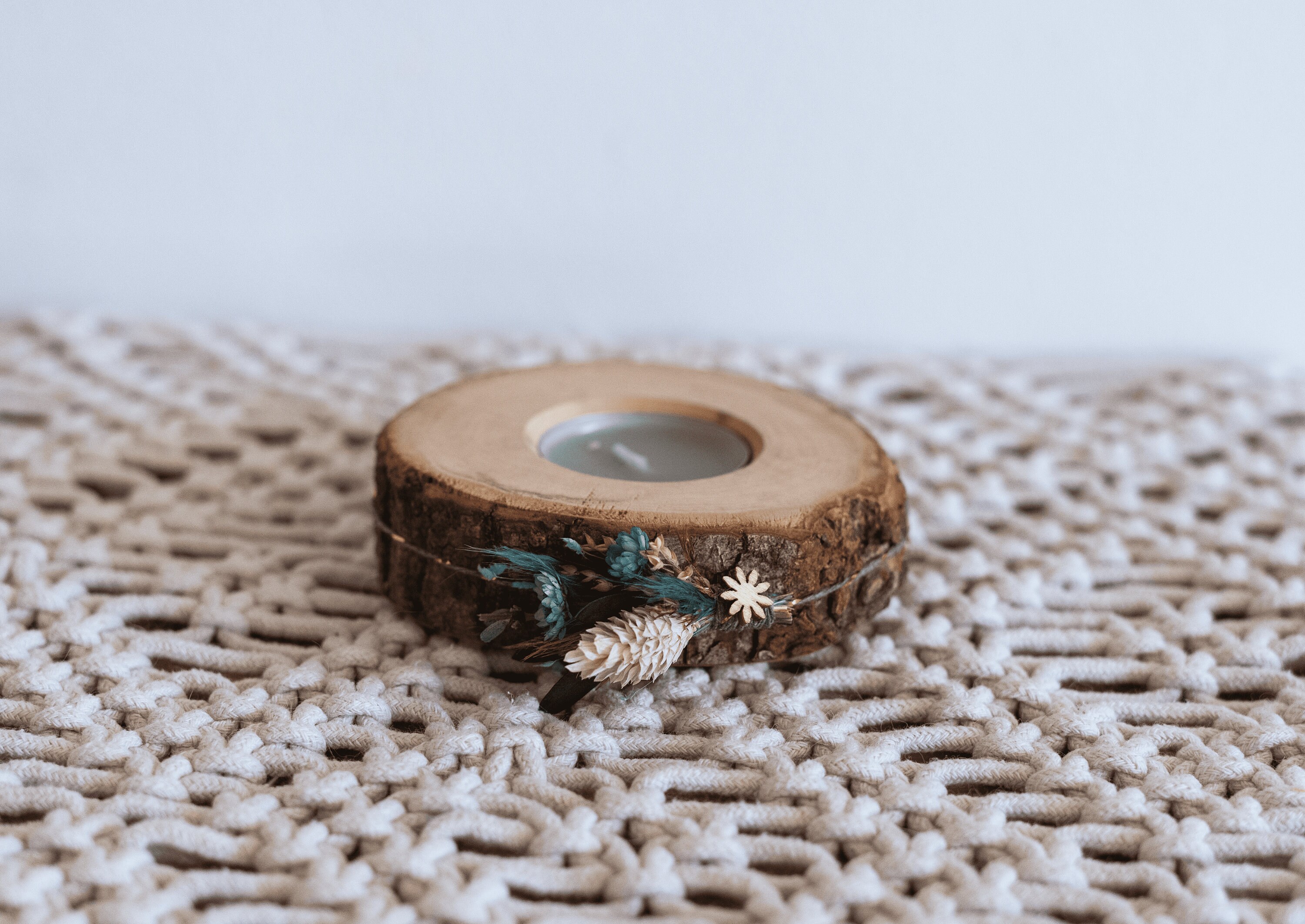 Baumscheibe mit Teelicht & Trockenblumen - Etsy.de