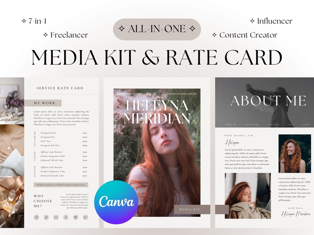 4 3 Pages Media Kit Rate Card Canva Template Rate Sheet - Etsy