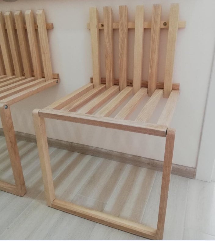Hallway Bench Transformer, Folding Chair. Natural Wood, Handmade - Etsy
