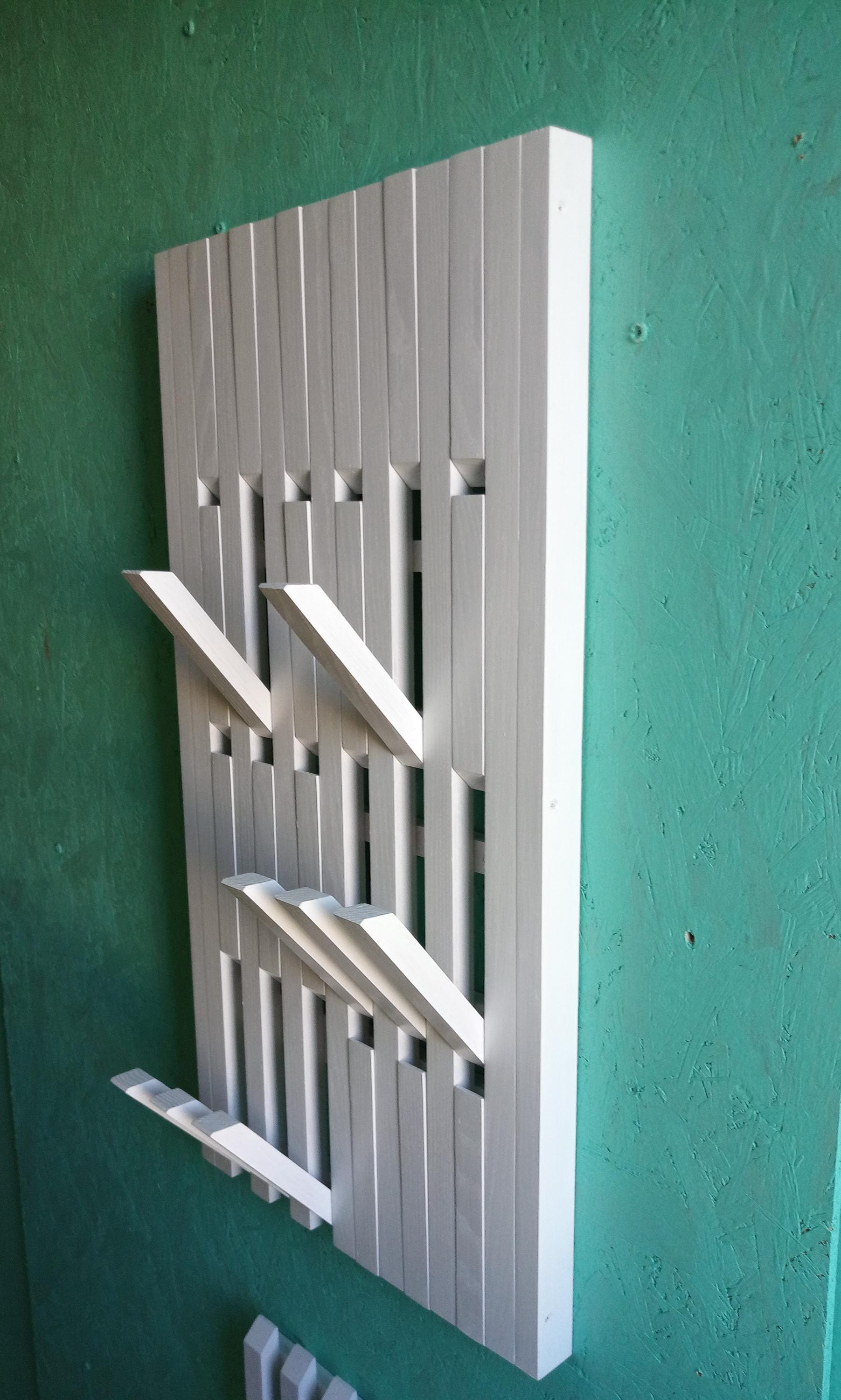 Wall-mounted Organizer, Coat Rack, Natural Wood, for Clothing, Jackets ...