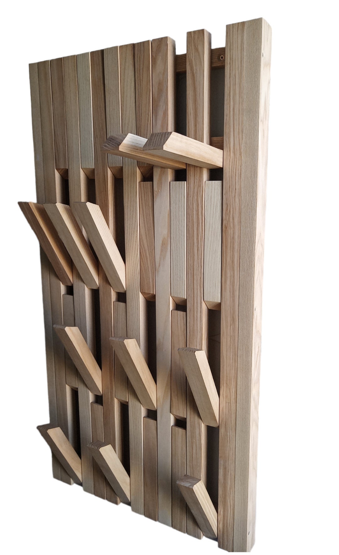 Wall-mounted Organizer, Coat Rack, Natural Wood, for Clothing, Jackets ...