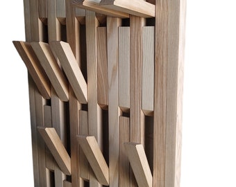 Modern Piano Wall Oak Coat Rack, Flip Down Wall Coat Rack, Wooden Wall ...