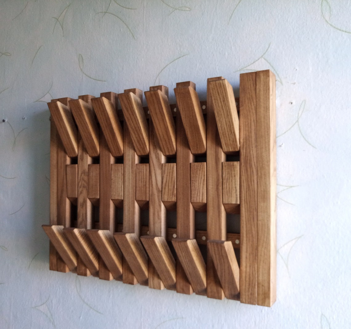 Wall Mount Organizer Piano.natural Wood.double Layer Coat Racks for ...