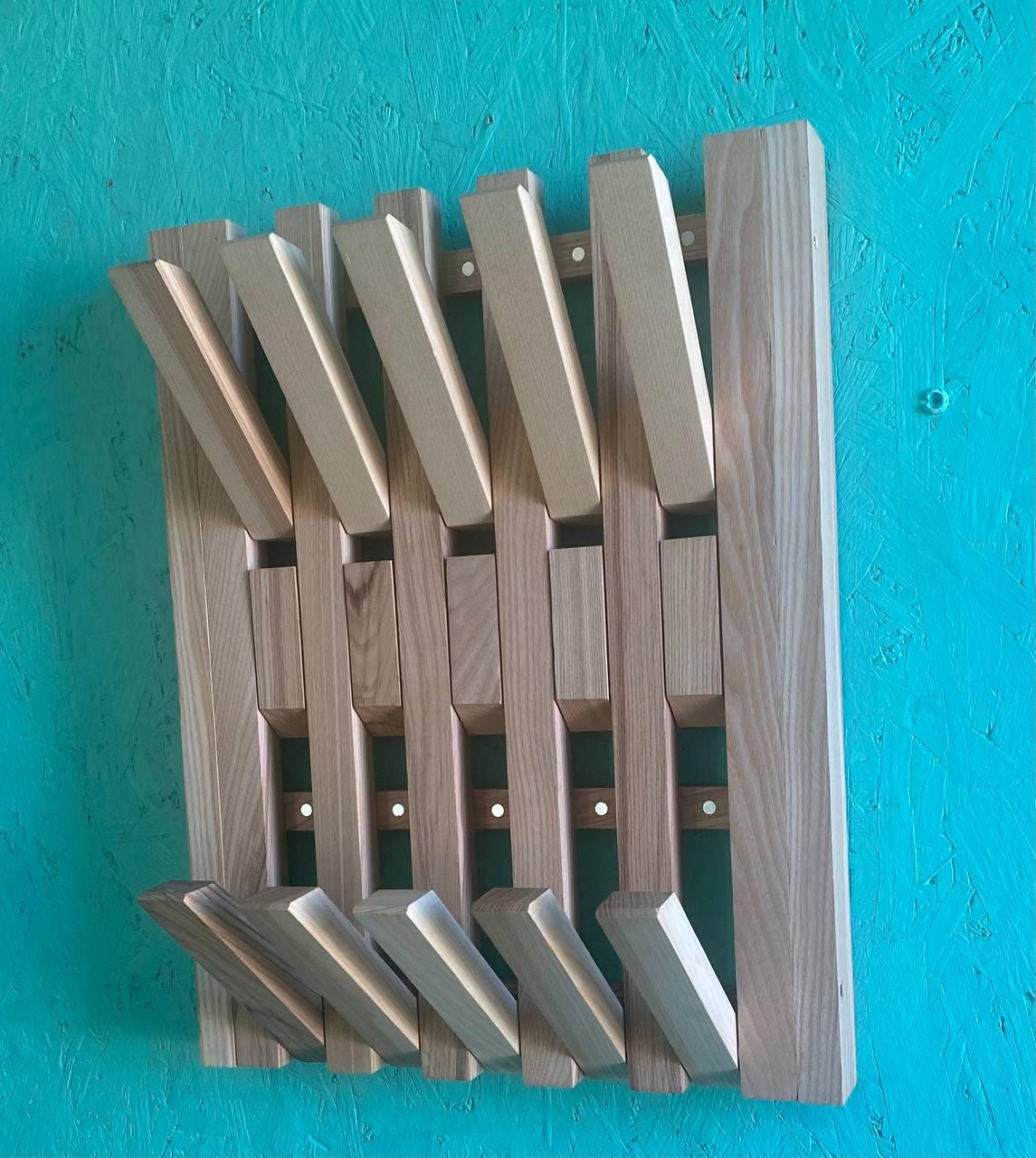 Wall Mount Organizer Piano.natural Wood.double Layer Coat Racks for ...