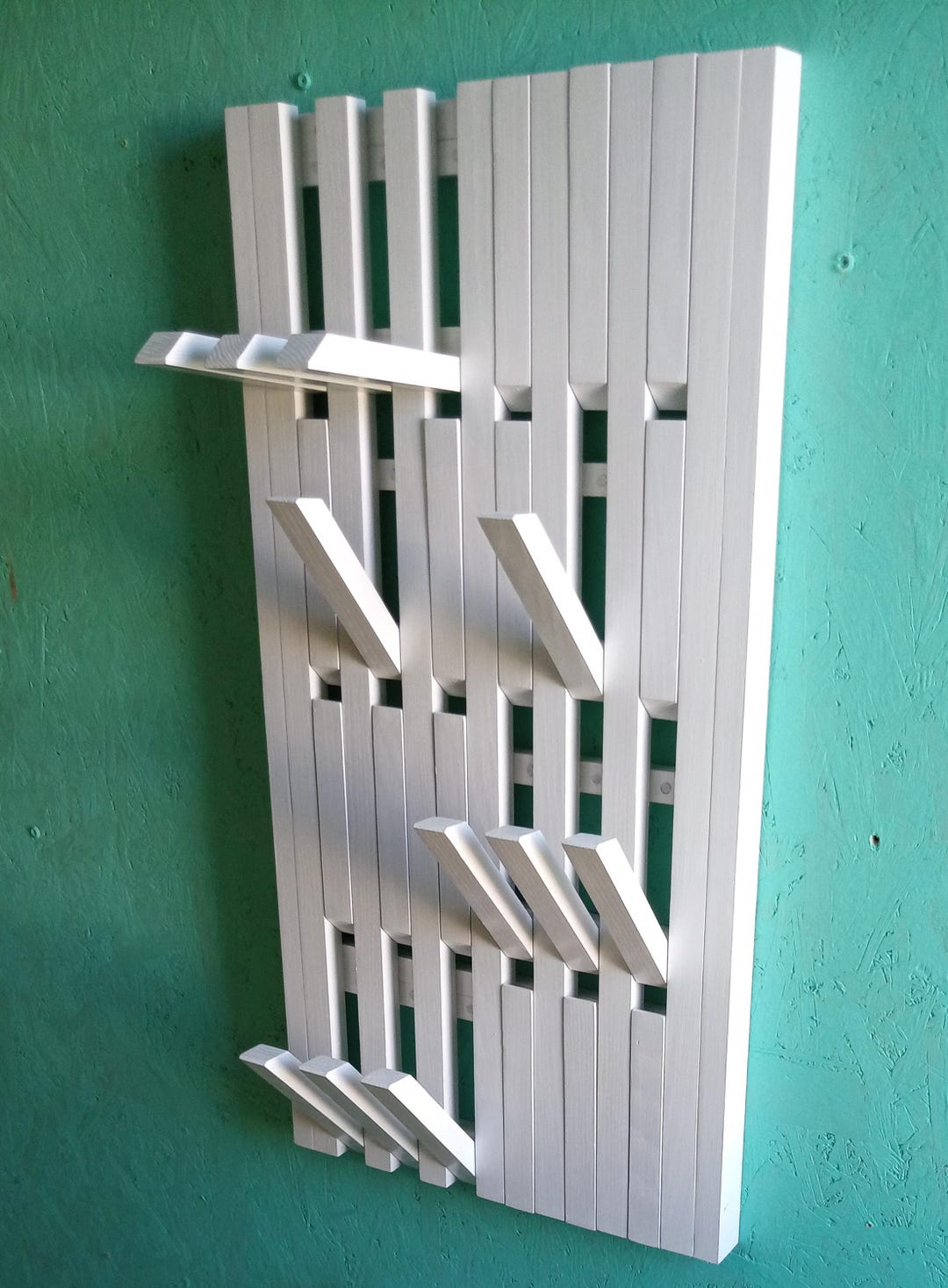 Wall-mounted Organizer, Coat Rack, Natural Wood, for Clothing, Jackets ...