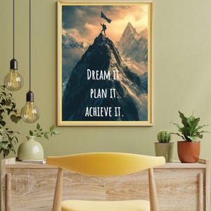 Dream It Plan It Achieve It, Printable Motivation Poster, Inspirational ...