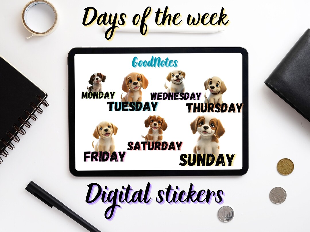 Puppy Days of the Week Digital Stickers , Dog Days Transparent Png ...