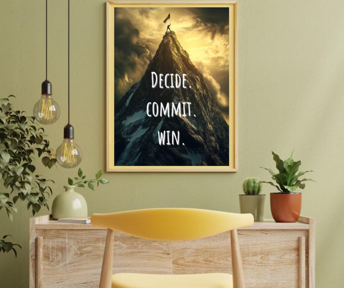 Decide Commit Win Motivation Poster, Office Decor (digital Download) - Etsy