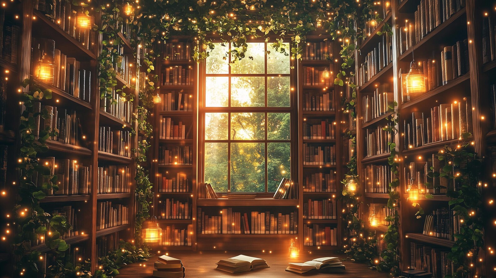 Zoom Fantasy Library Background 4pics, Zoom Virtual Office, Background ...
