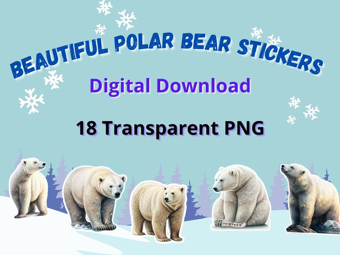 Polar Bear Digital Stickers , Transparent Digital PNG , Digital ...