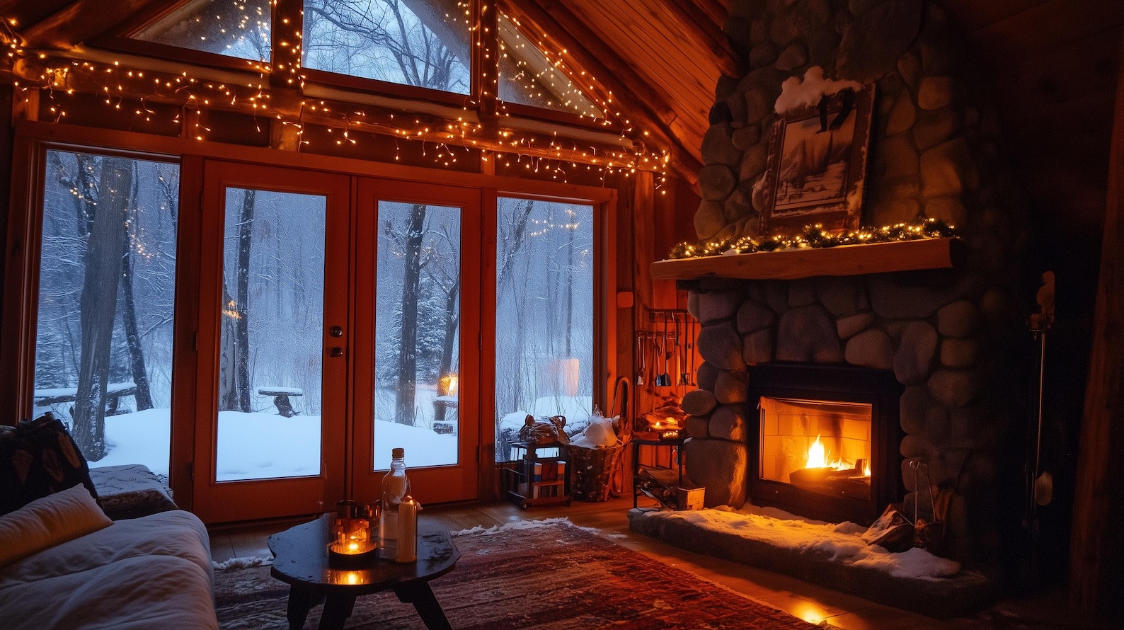 Cozy Cabin Virtual Background 3pics | Zoom Virtual Backgrounds ...