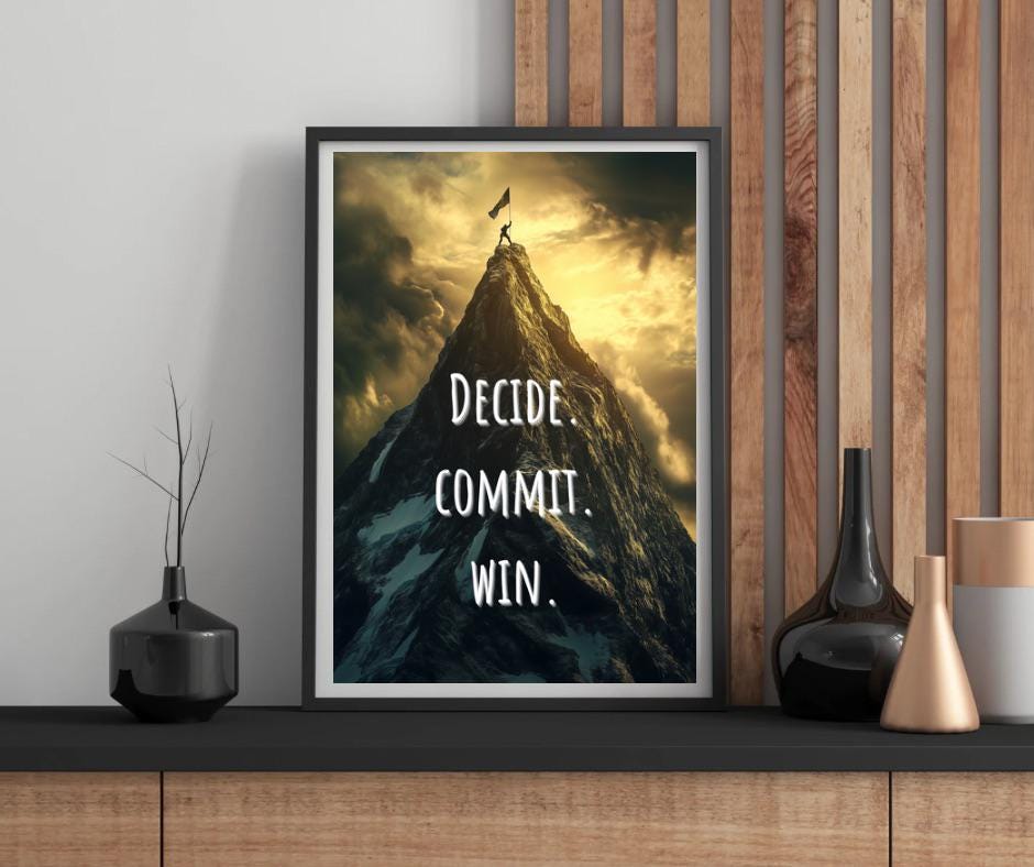 Decide Commit Win Motivation Poster, Office Decor (digital Download) - Etsy