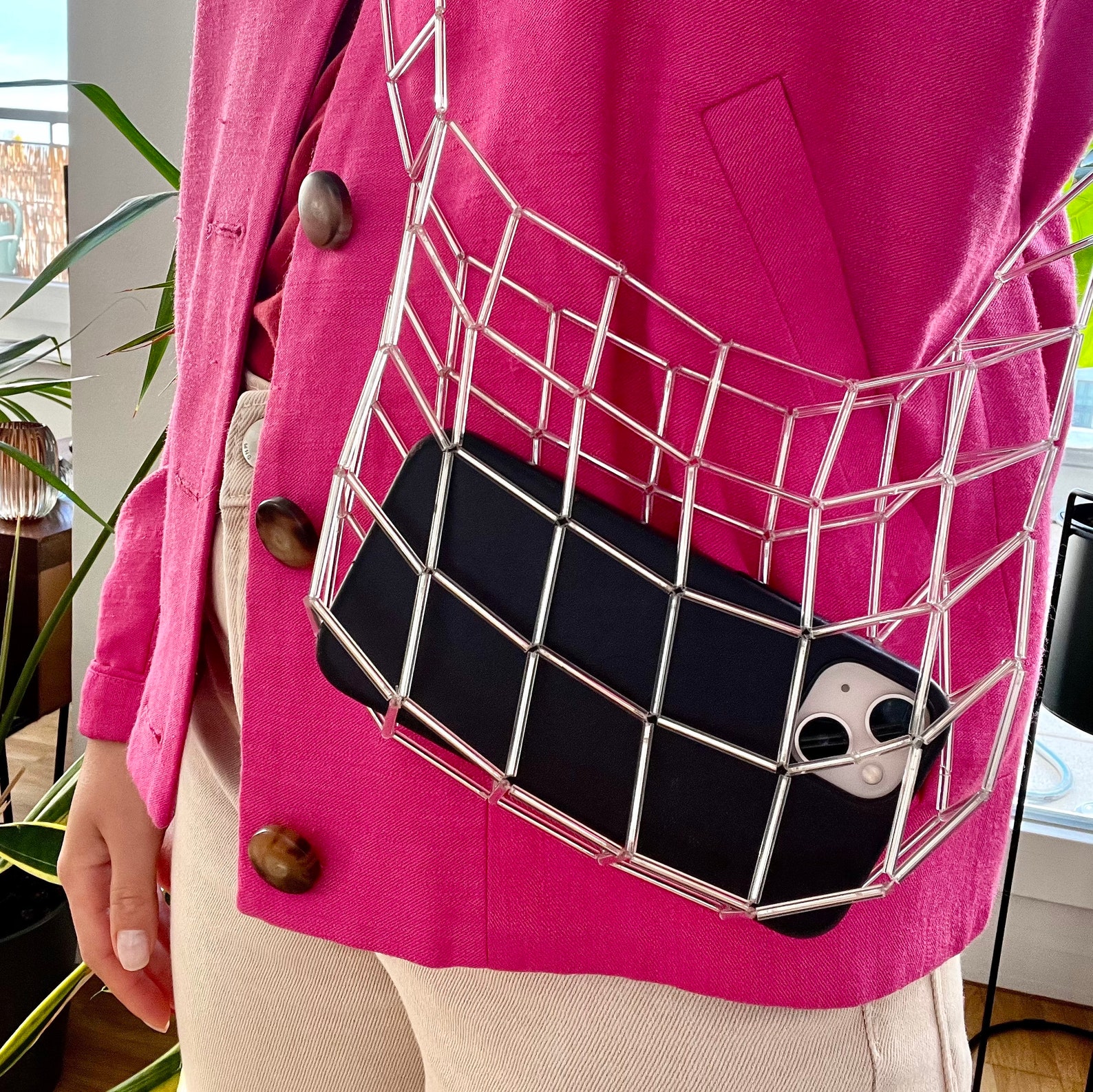 Handmade Crossbody Bead Bag With Glass Beads in Square Pattern - Etsy