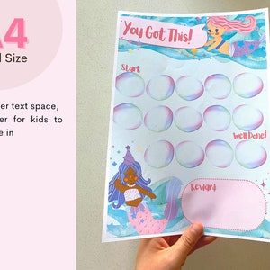 Printable Mermaid Themed Kids Rewards Card, REWARD Sticker Chart, Kids ...