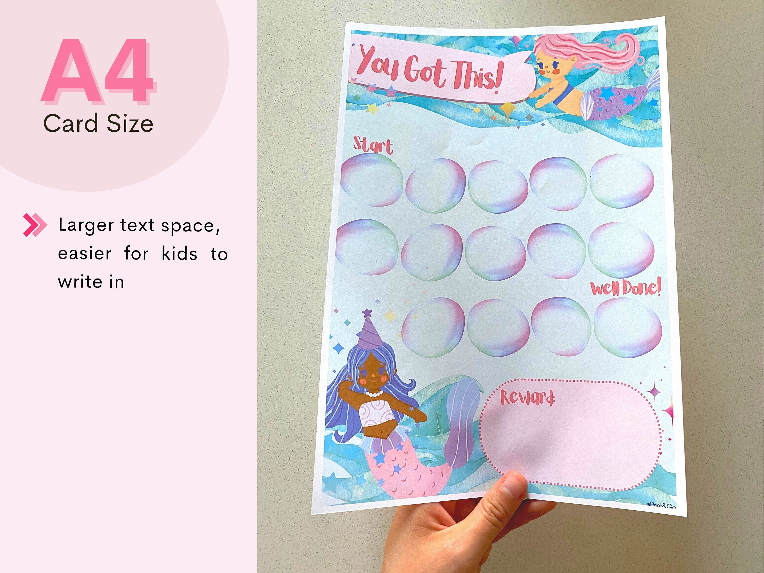 Printable Mermaid Themed Kids Rewards Card REWARD Sticker - Etsy