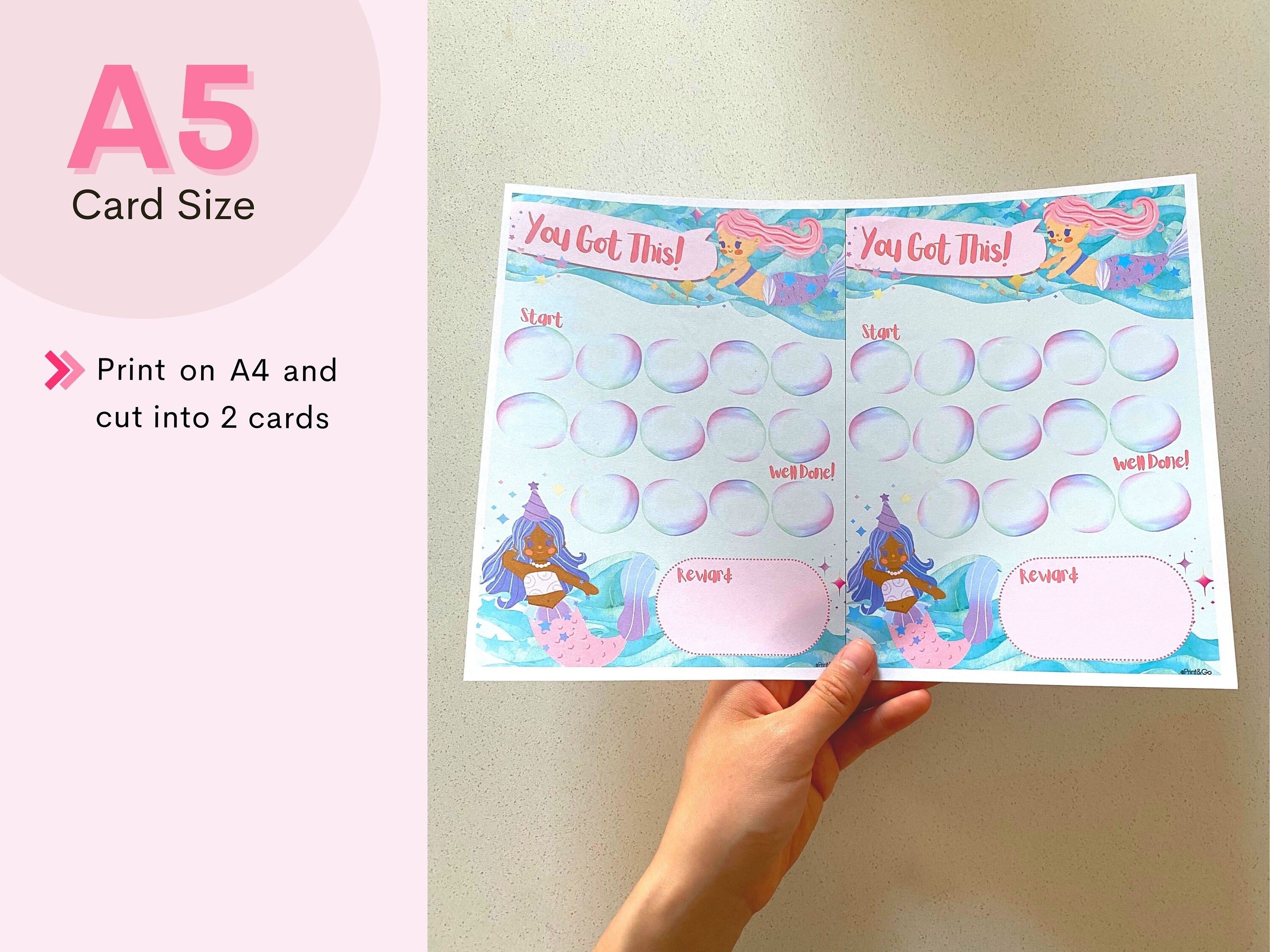 Printable Mermaid Themed Kids Rewards Card REWARD Sticker - Etsy