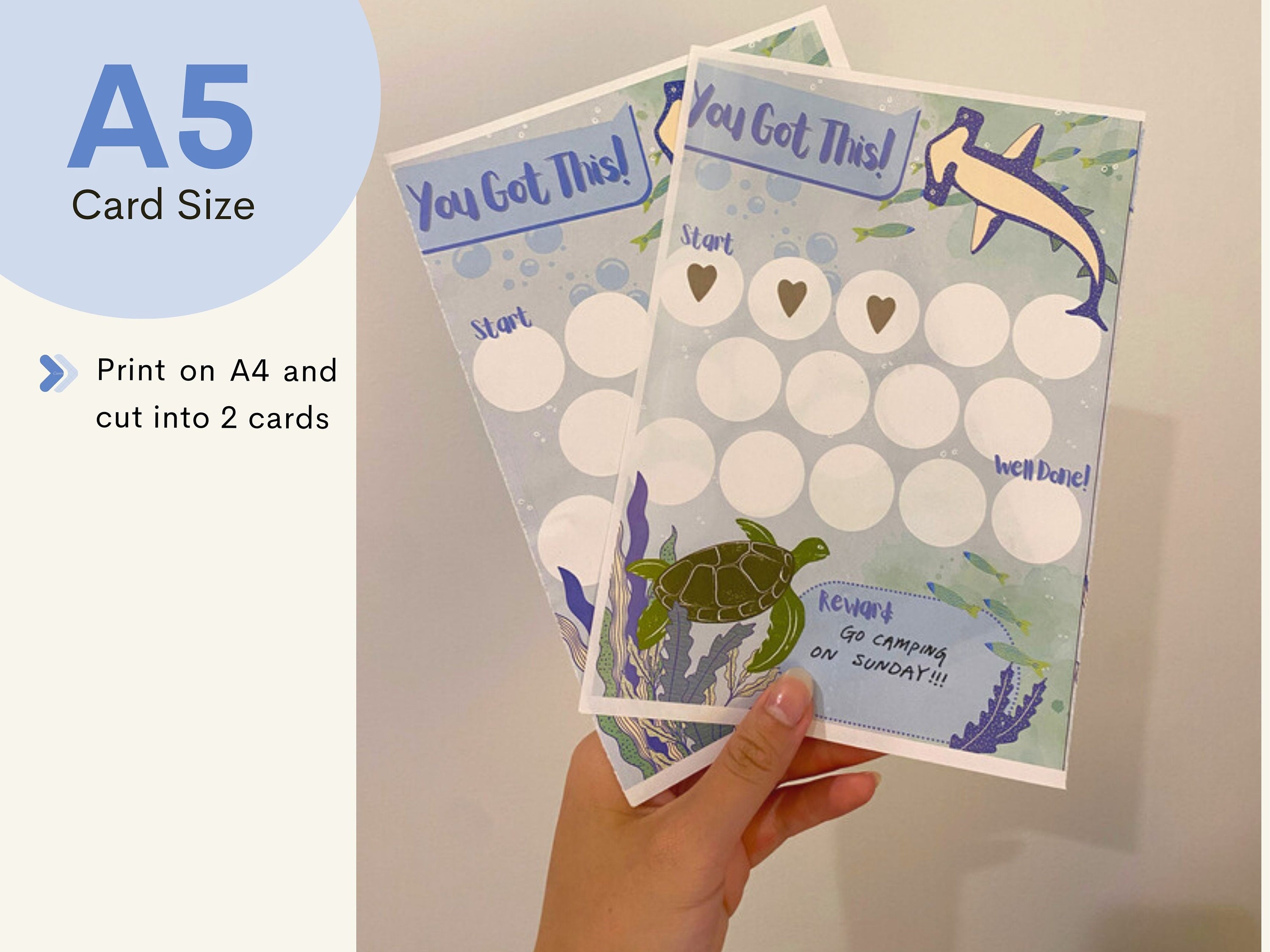 Printable Ocean Themed Kids Rewards Card, REWARD Sticker Chart, Kids ...