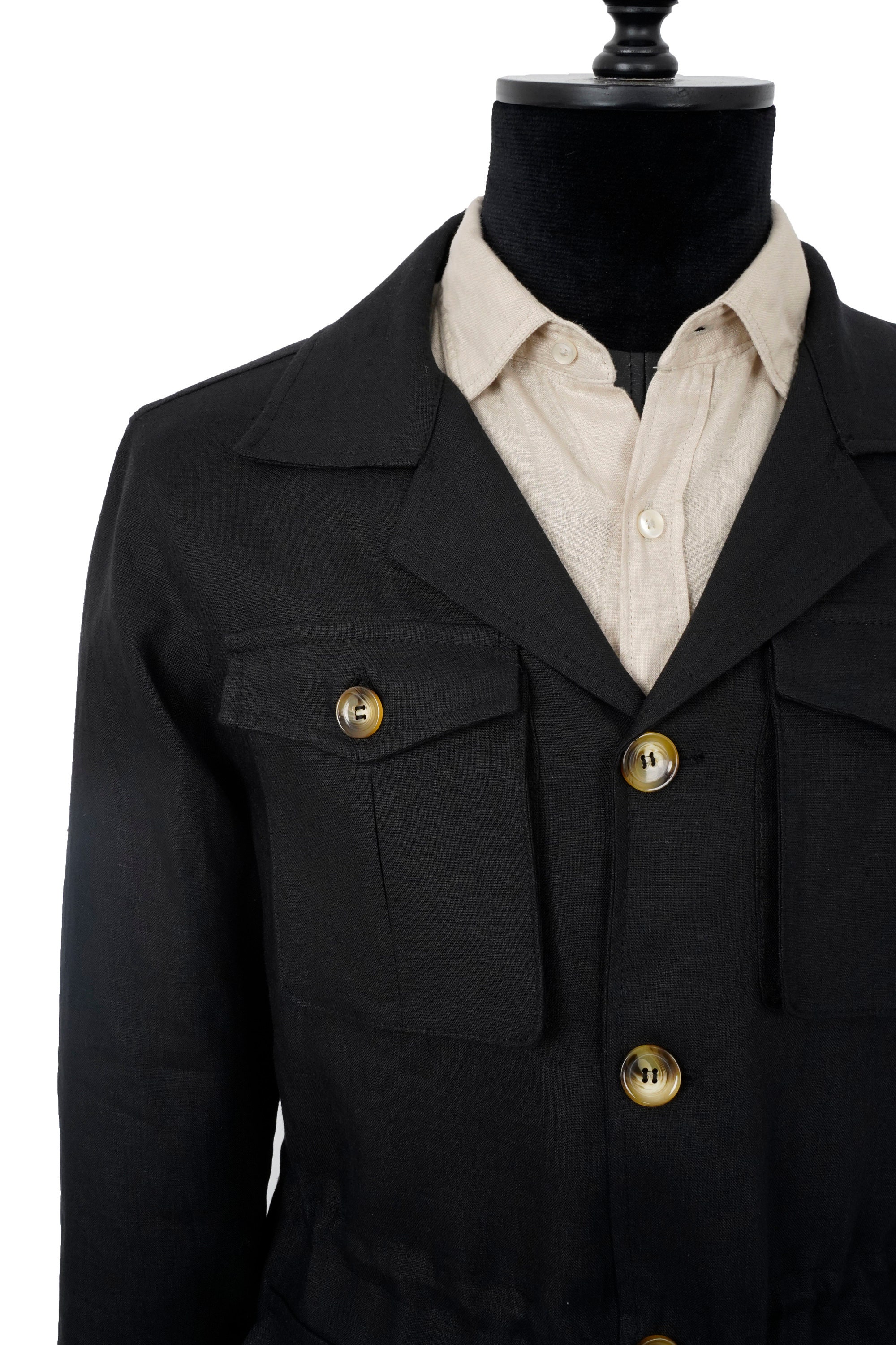 Pure Linen Black Safari Jacket - Etsy
