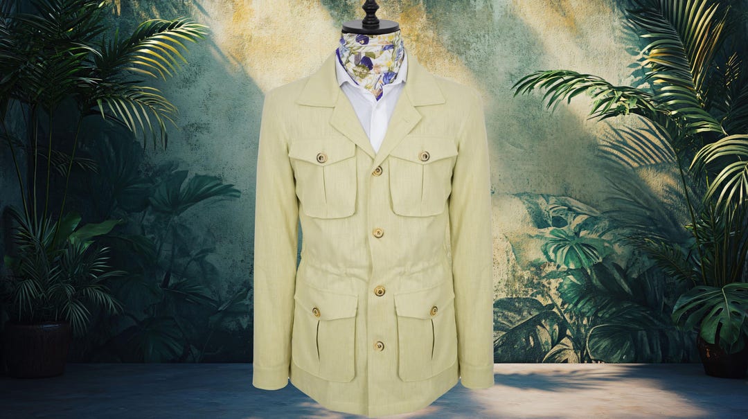 Pure Linen Lime Green Safari Jacket - Etsy