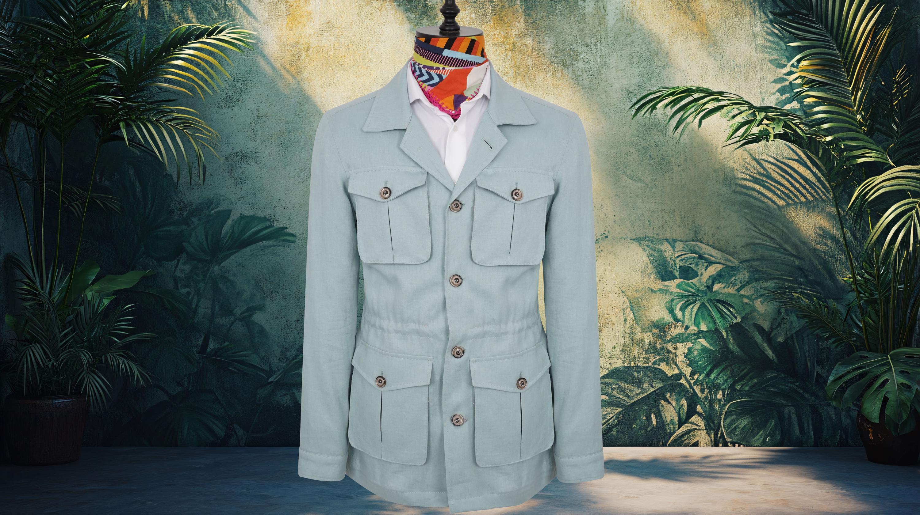 Pure Linen Baby Blue Safari Jacket - Etsy