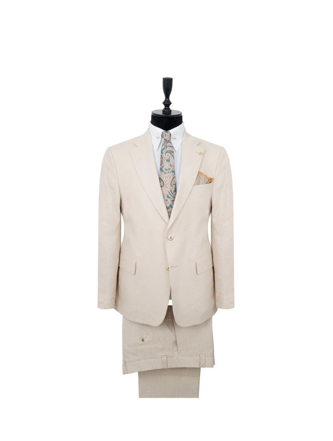 Pure Linen Beige Suit big Size Options - Etsy