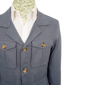 Pure Linen Cool Blue Safari Jacket - Etsy