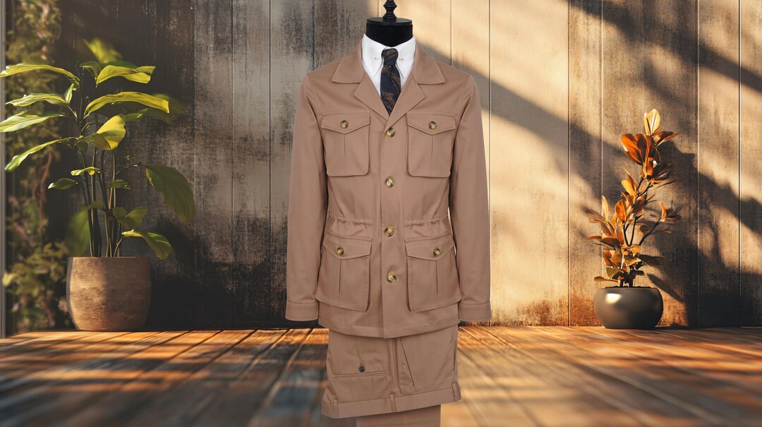 Mocha Color Safari Cotton Suit - Etsy