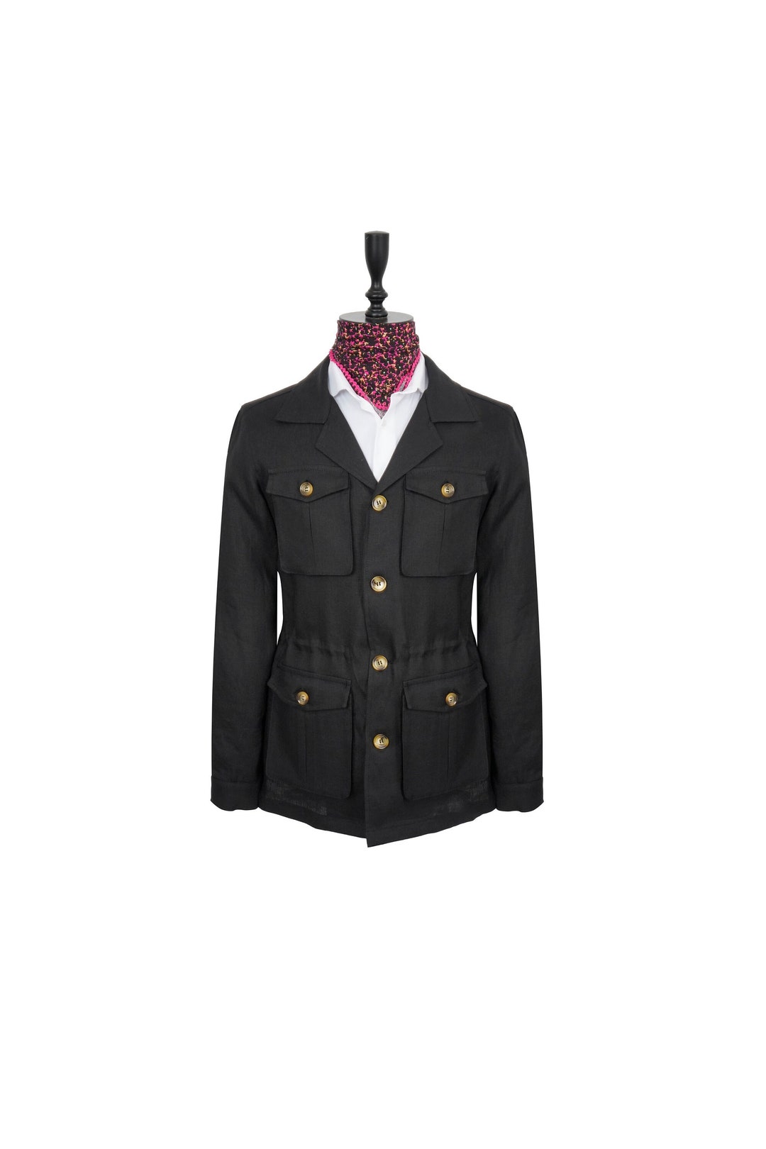 Pure Linen Black Safari Jacket - Etsy