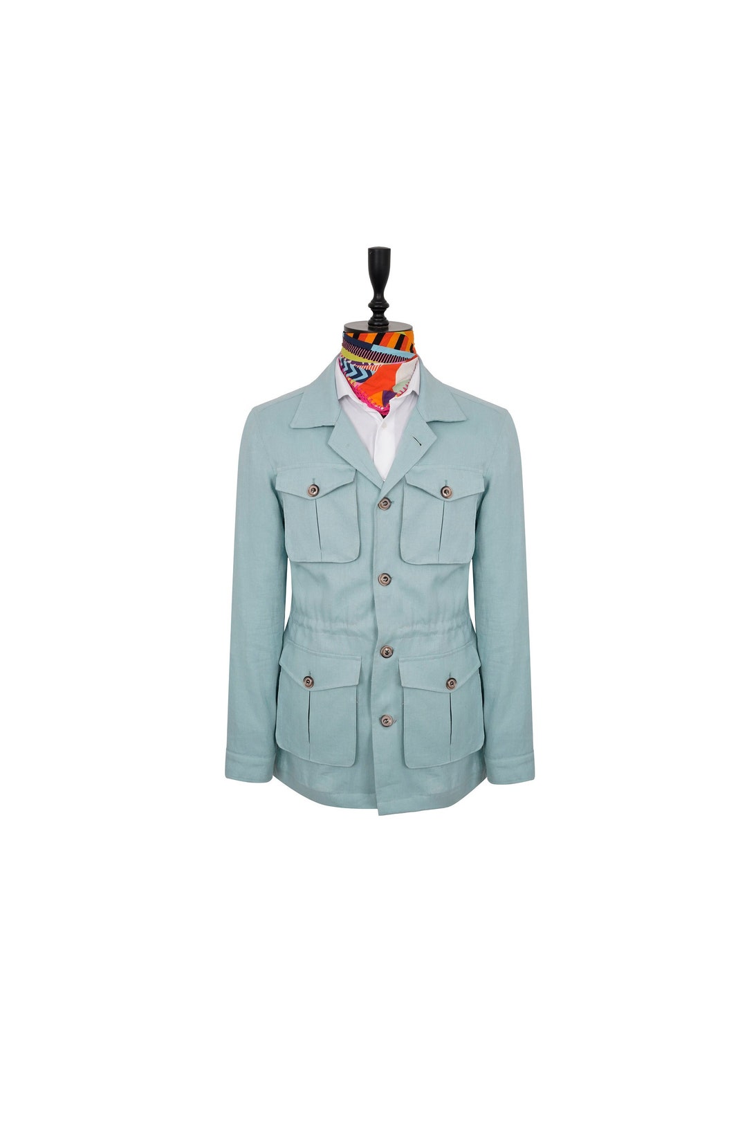 Pure Linen Baby Blue Safari Jacket - Etsy