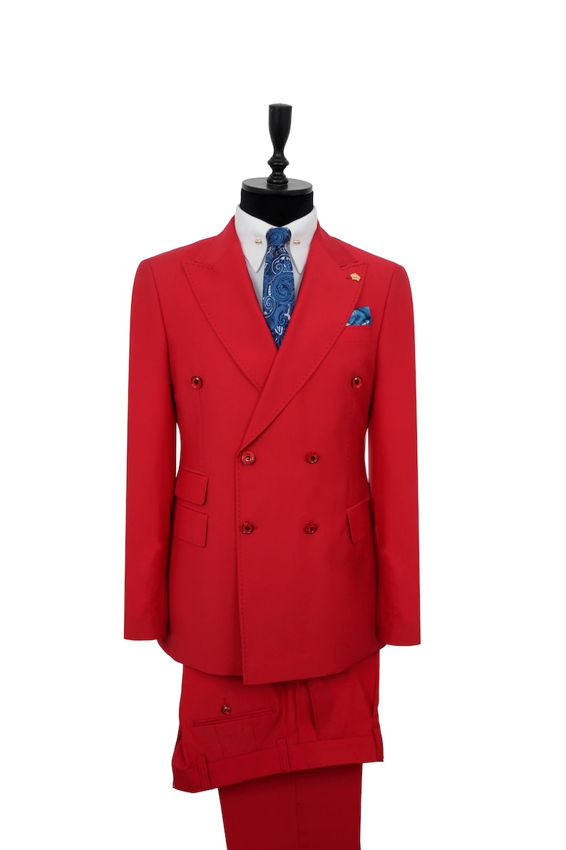 Mix Wool Double Breasted Red Suit - Etsy