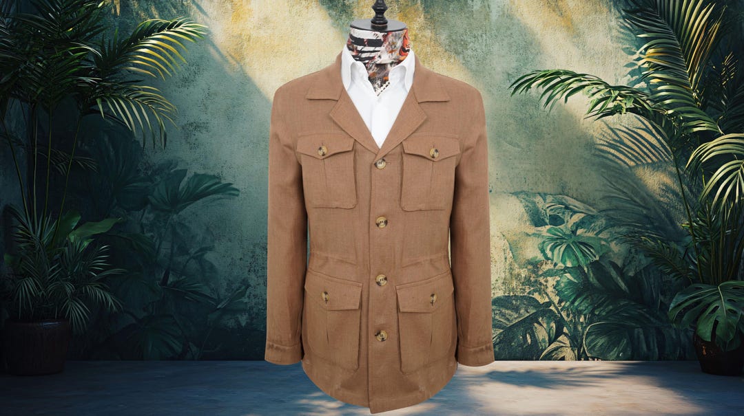 Pure Linen Cinnamon Color Safari Jacket - Etsy